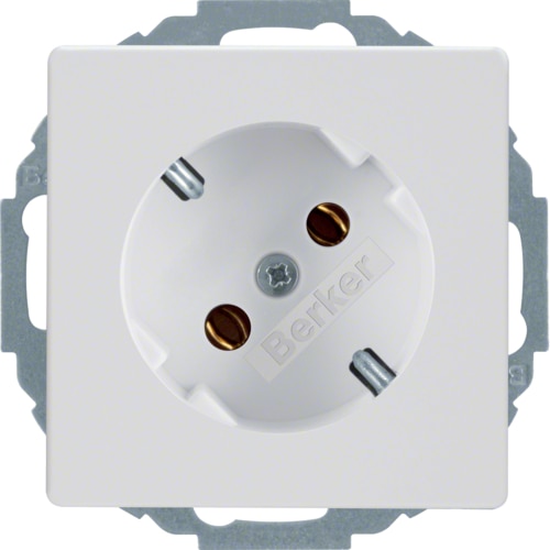 SCHUKO-socket outlet 45Â° polar white, velvety ( - True Tekno