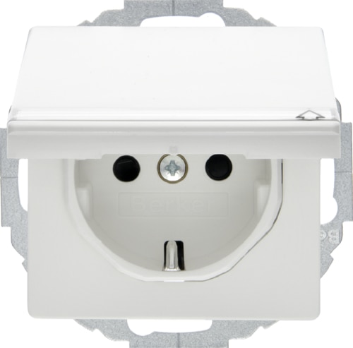 SCHUKO-socket outlet with hinged cover and labelli - True Tekno