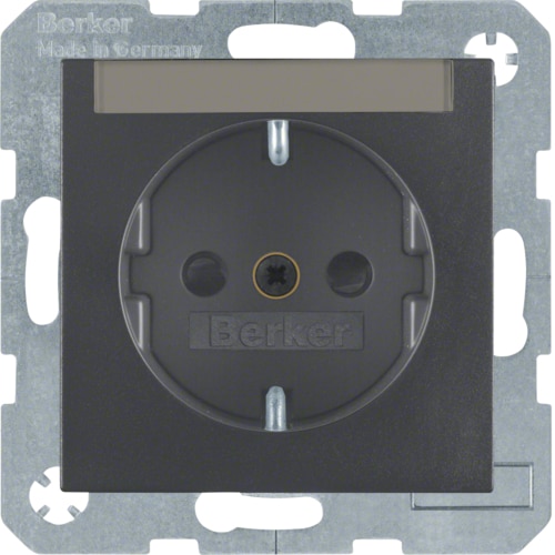 SCHUKO-socket outlet with labelling field anthrac - True Tekno