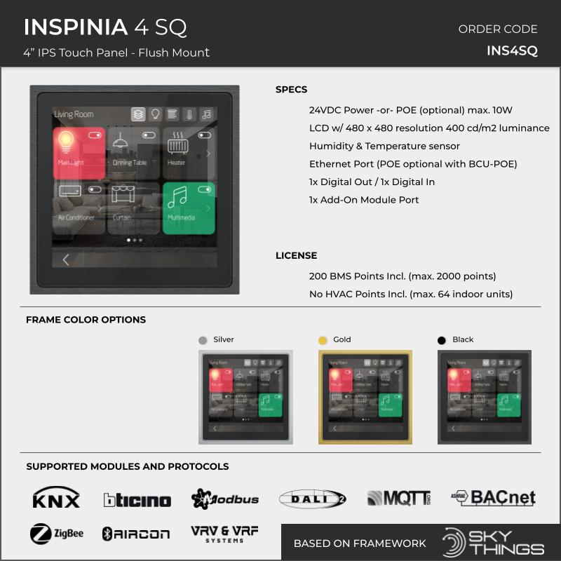 INS4SQ - Inspinia SQ 4" Room Controller - True Tekno